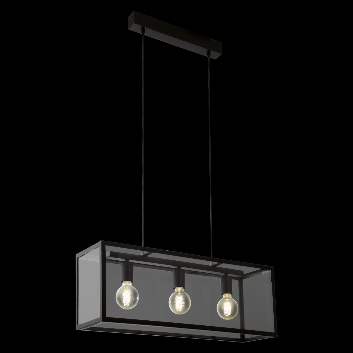 Eglo 49393 závesné svietidlo Charterhouse 3x60W | E27 - čierna ...